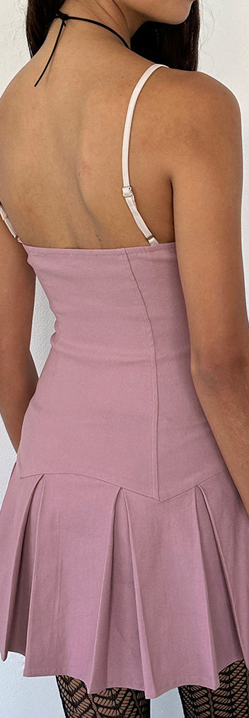 Dusky Pink Tailoring Dress | Shirina – motelrocks-com-us