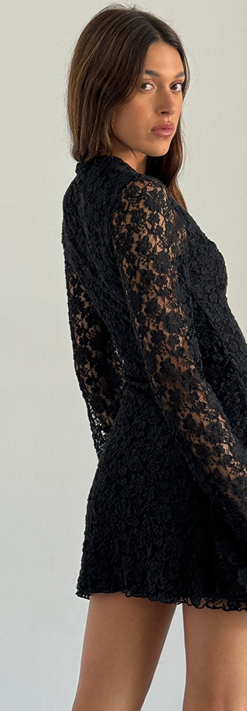 Black Lace Keyhole Mini Dress | Silvanna – motelrocks-com-us