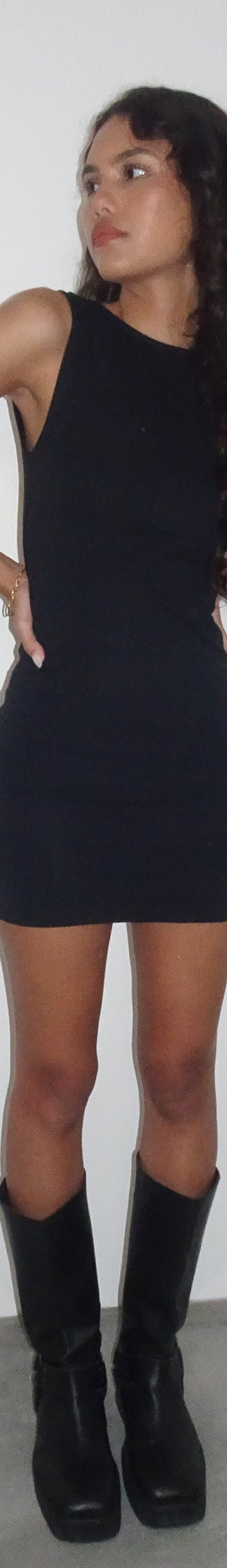 Black Lycra Low Back Mini Dress | Slony – motelrocks-com-us