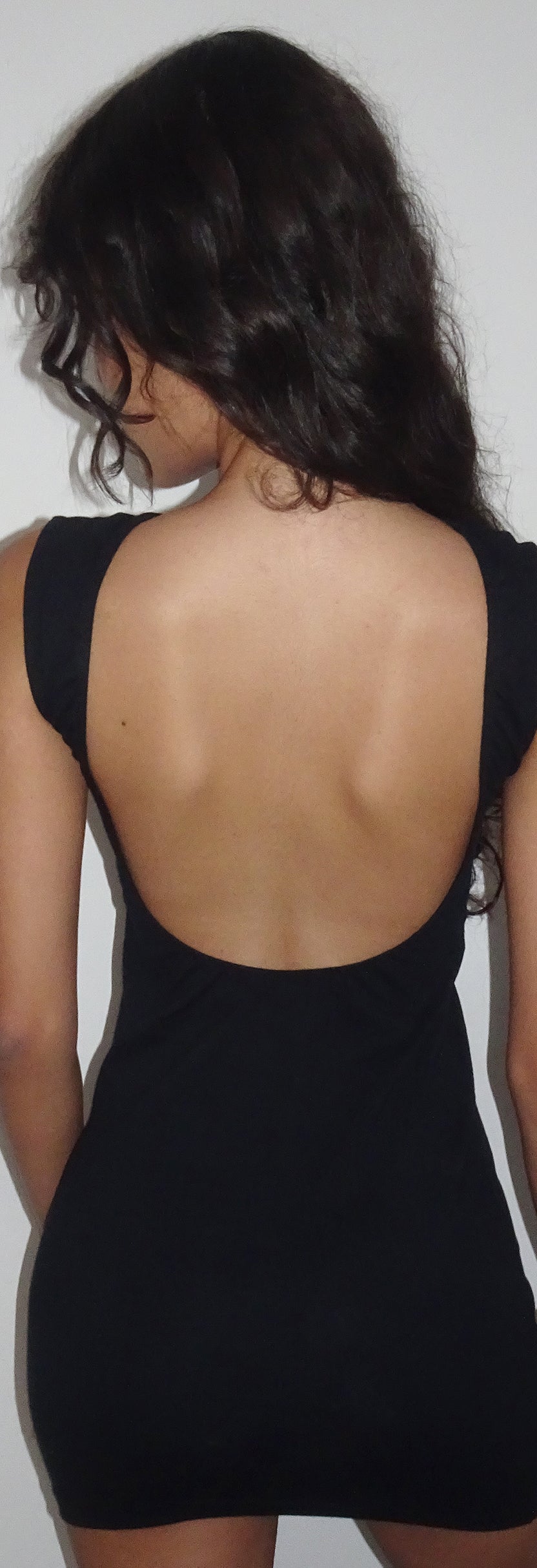 Black Lycra Low Back Mini Dress | Slony – motelrocks-com-us