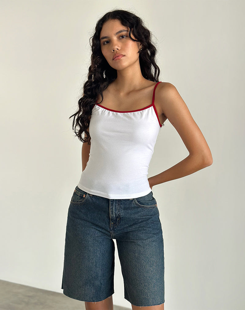 White Top with Adrenaline Red Binding | Solani – motelrocks-com-us