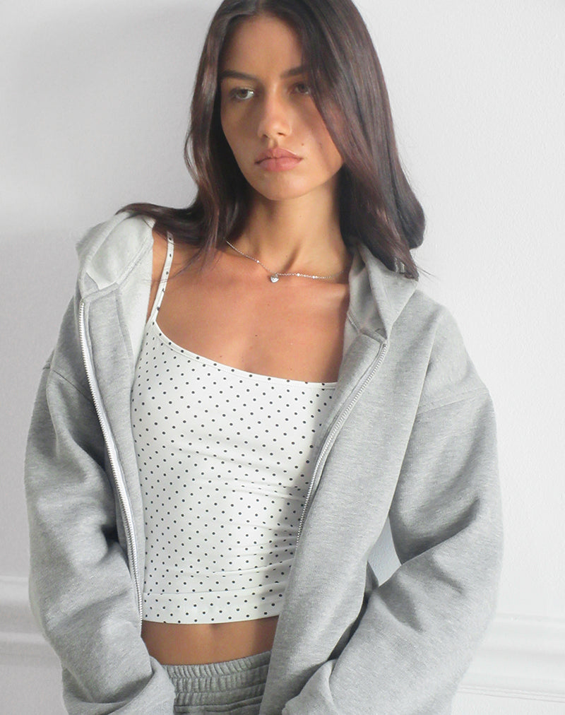 White with Micro Black Polka Dot Basic Cami Top | Solay – motelrocks-com-us