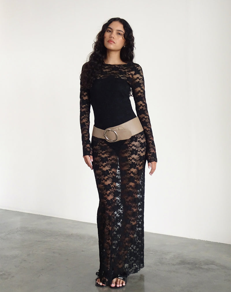 Black Jasmine Lace Unlined Maxi Dress | Sophie – motelrocks-com-us