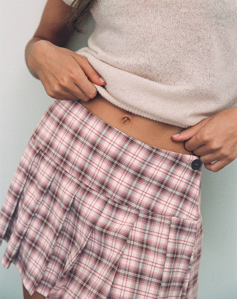 Pink Check Mini Pleated Skirt | Casini – motelrocks-com-us