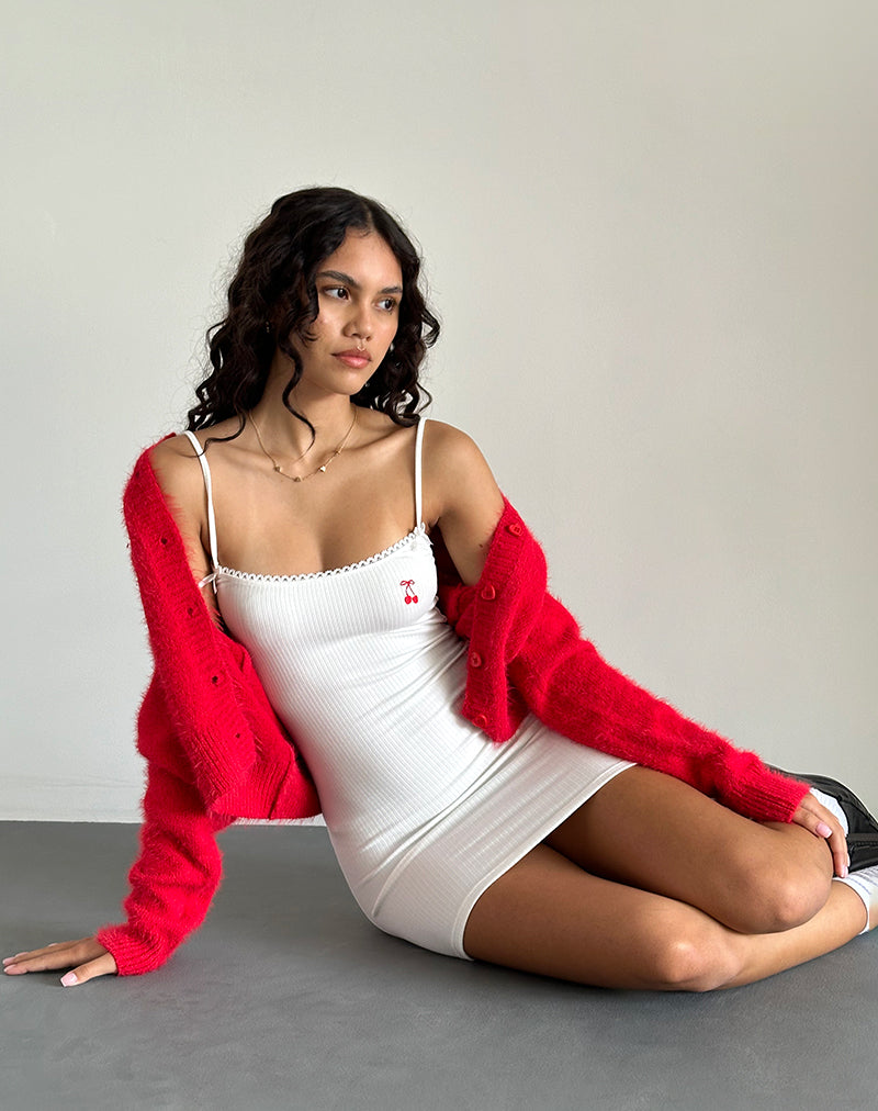 Off White with Cherry Emb Mini Dress | Sunali – motelrocks-com-us