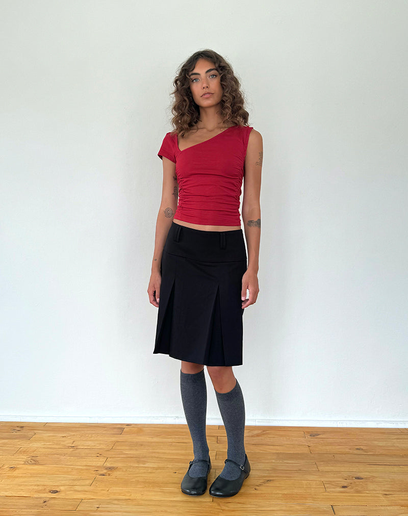 Adrenalin Red Slash Neck Top | Sunhee – motelrocks-com-us