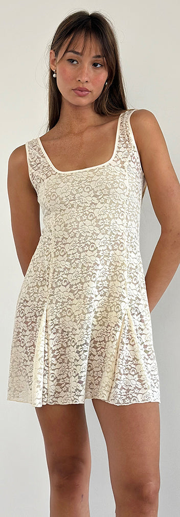 Rose Lace Ivory Mini Dress | Tabah – motelrocks-com-us
