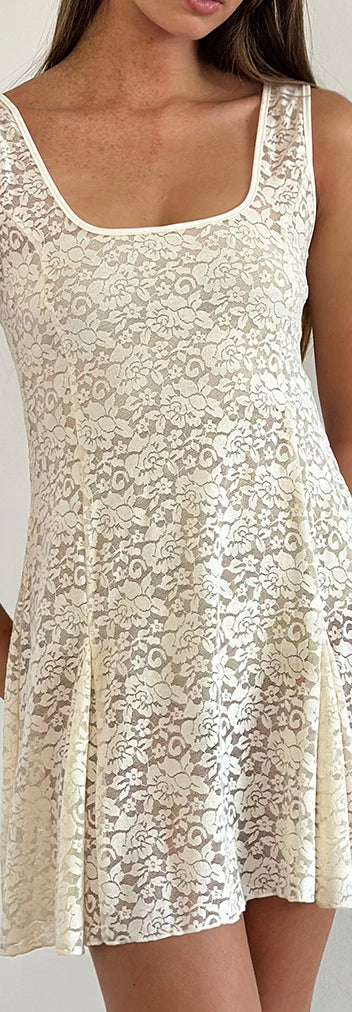 Rose Lace Ivory Mini Dress | Tabah – motelrocks-com-us