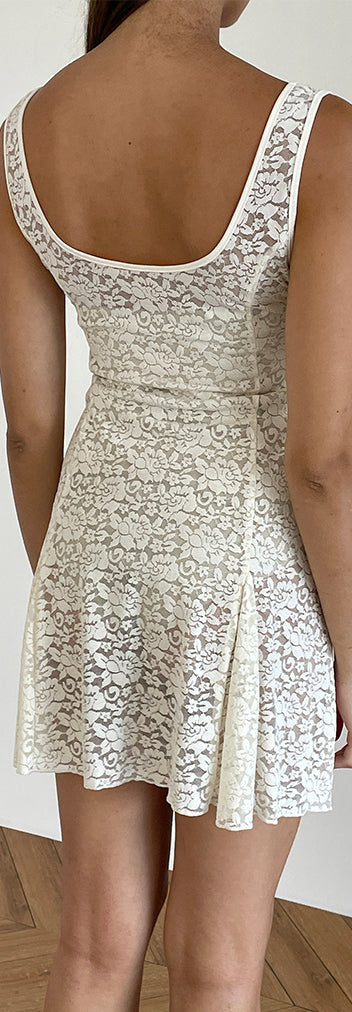 Rose Lace Ivory Mini Dress | Tabah – motelrocks-com-us