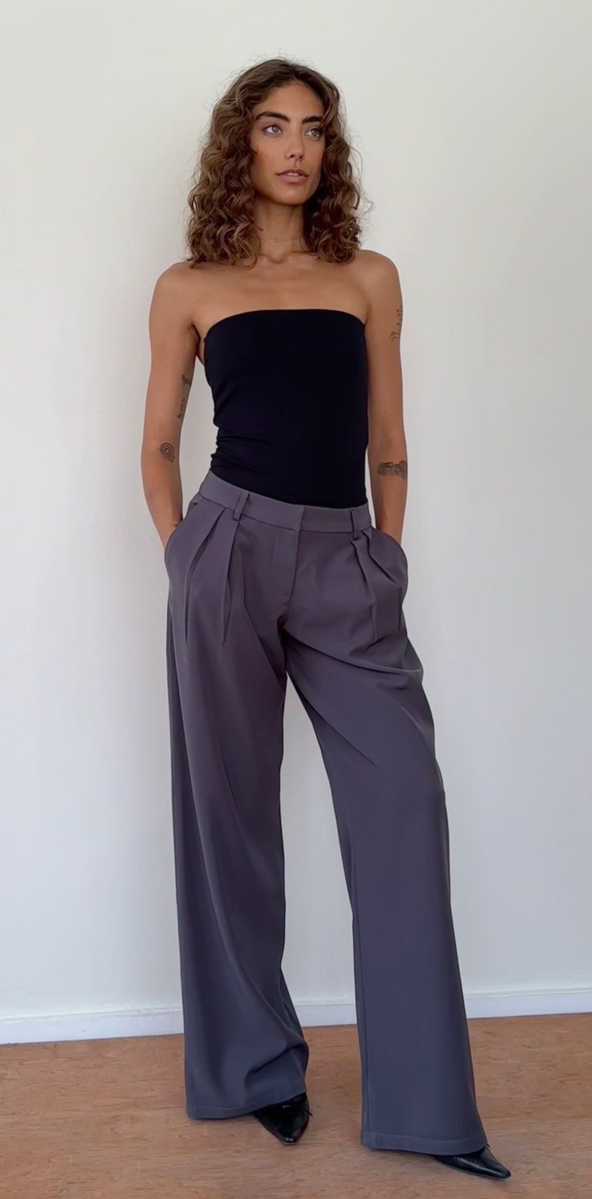 Black Lycra bandeau Bodysuit | Taite – motelrocks-com-us