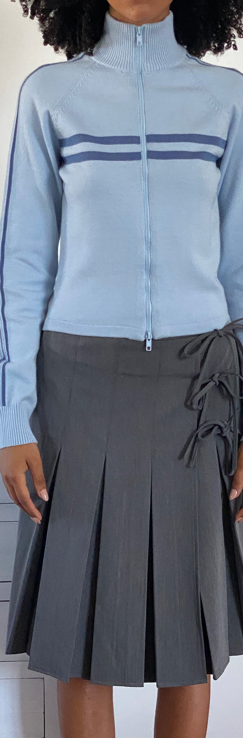 Light Blue Zip Through Jacket | Talisa – motelrocks-com-us