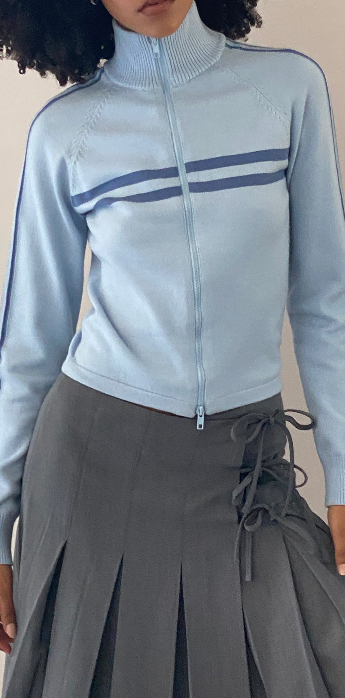 Light Blue Zip Through Jacket | Talisa – motelrocks-com-us