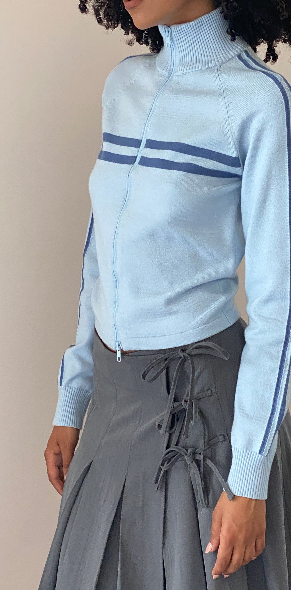 Light Blue Zip Through Jacket | Talisa – motelrocks-com-us