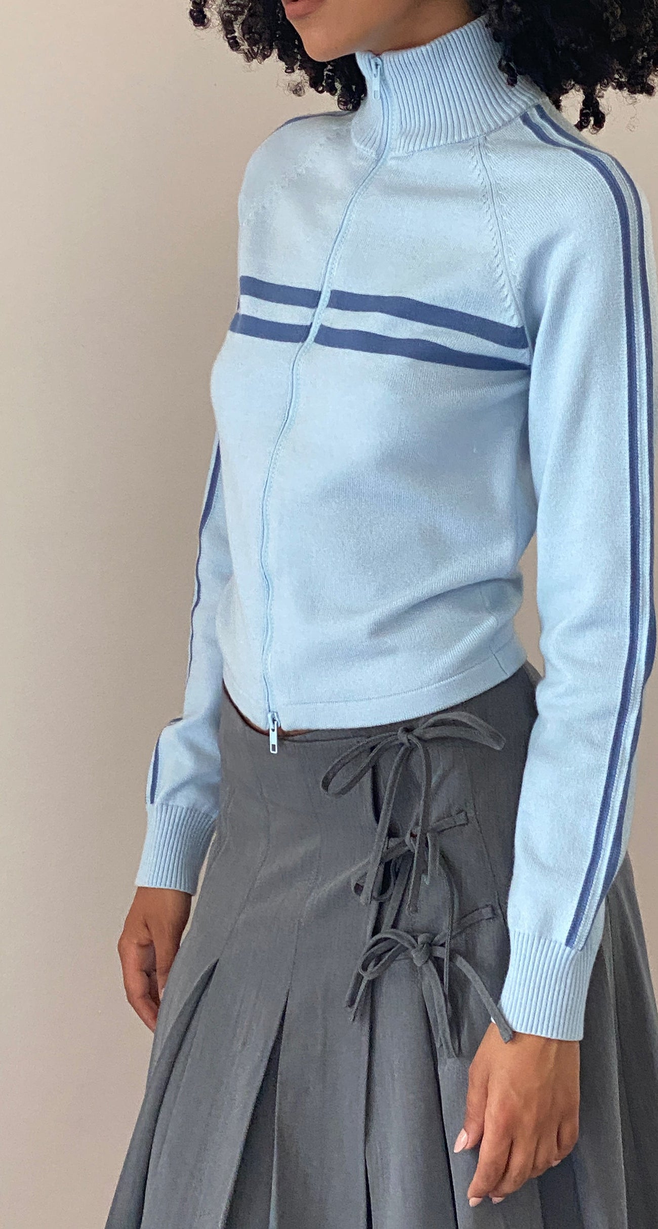 Light Blue Zip Through Jacket | Talisa – motelrocks-com-us