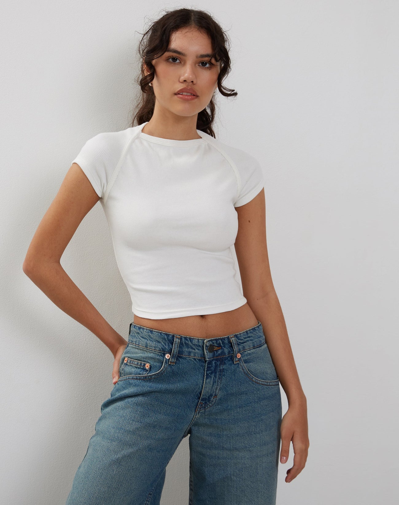 White Folded Sleeve Top | Tasley – motelrocks-com-us