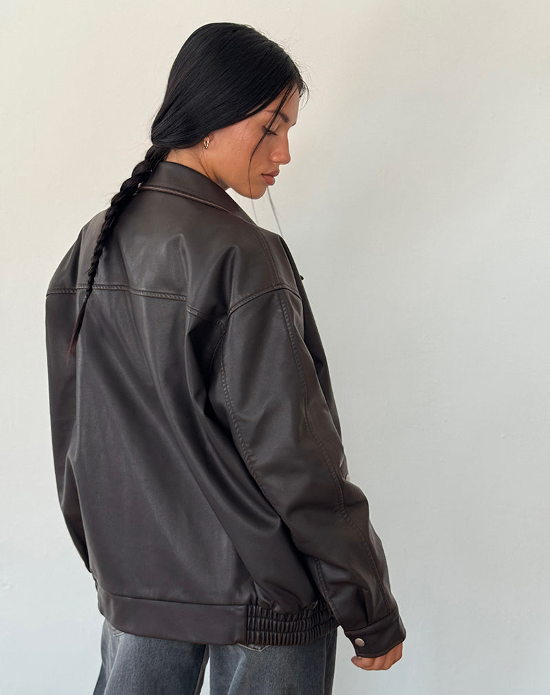 Dark Chocolate PU Jacket | Tobia – motelrocks-com-us