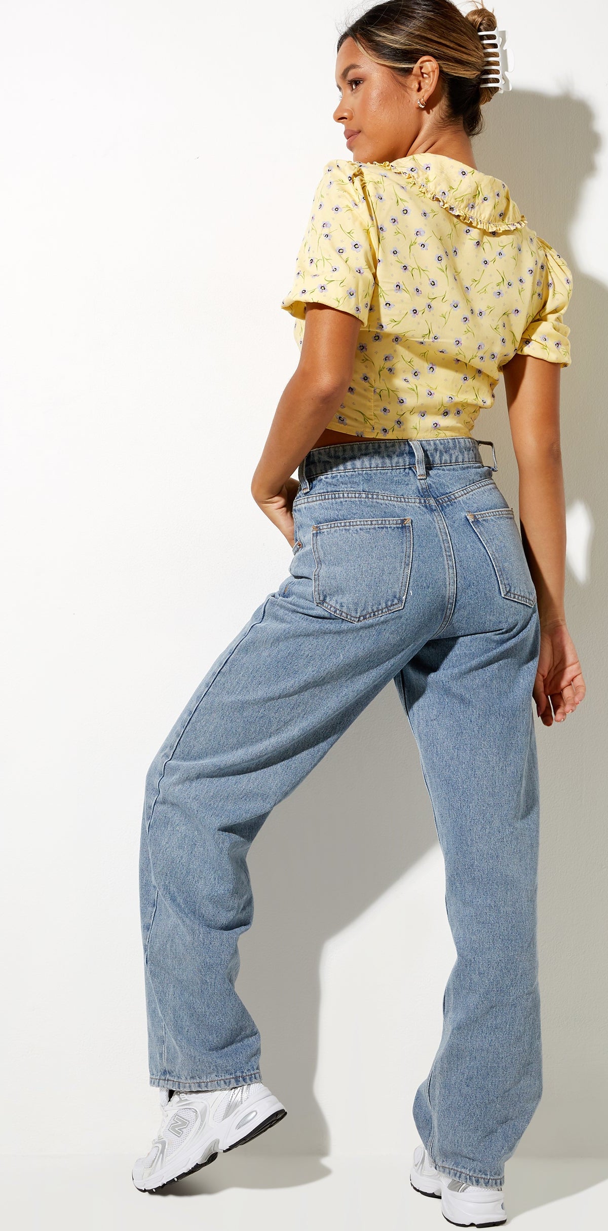 Yellow Floral Oversized Collar Top | Tucci – motelrocks-com-us