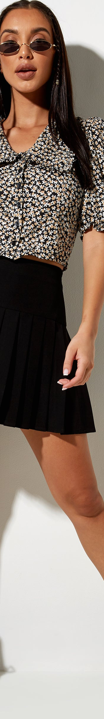 Black Floral Oversized Collar Blouse | Tucci – motelrocks-com-us