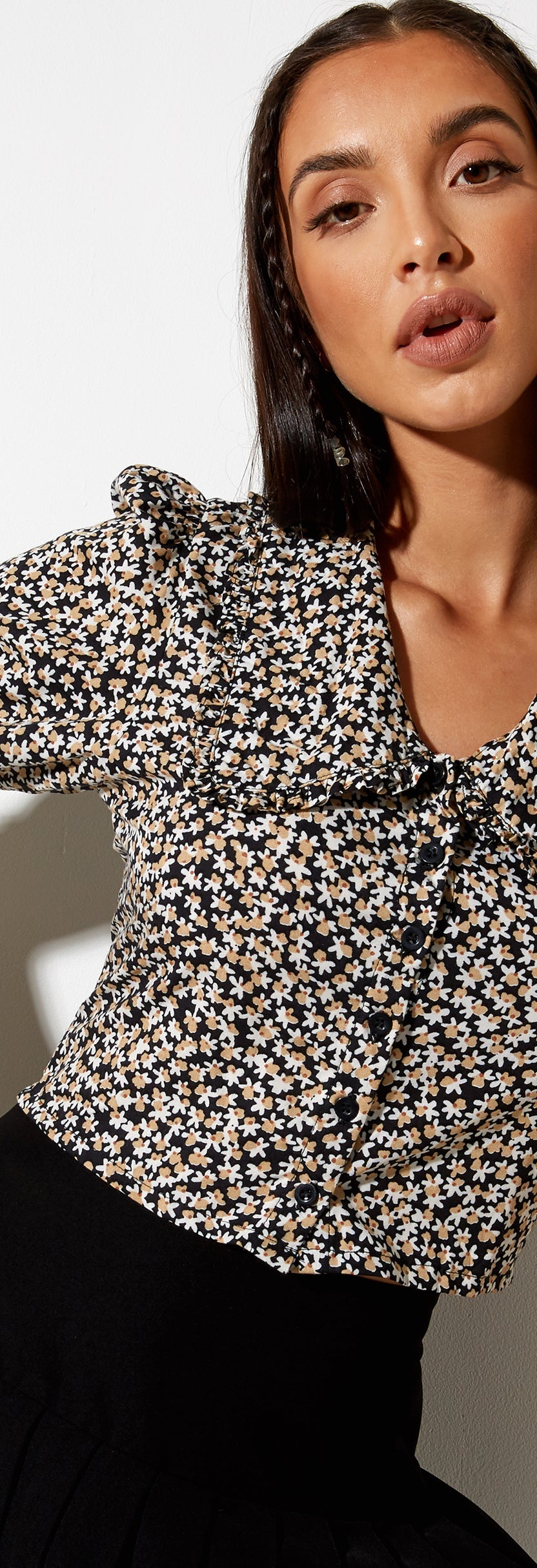 Black Floral Oversized Collar Blouse | Tucci – motelrocks-com-us