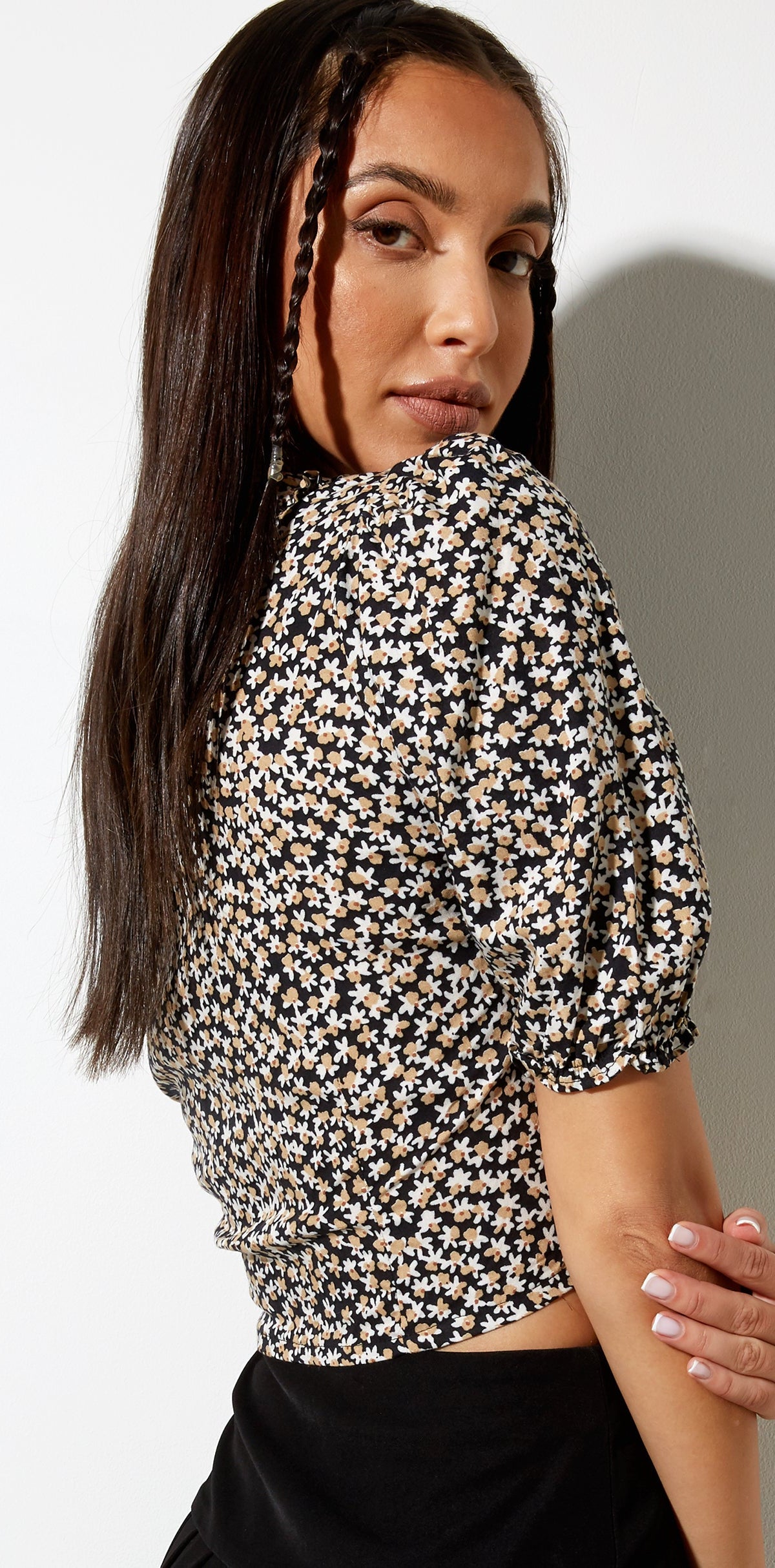 Black Floral Oversized Collar Blouse | Tucci – motelrocks-com-us