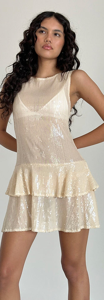 Nude Clear Tinted Disc Mini Dress | Turoise – motelrocks-com-us
