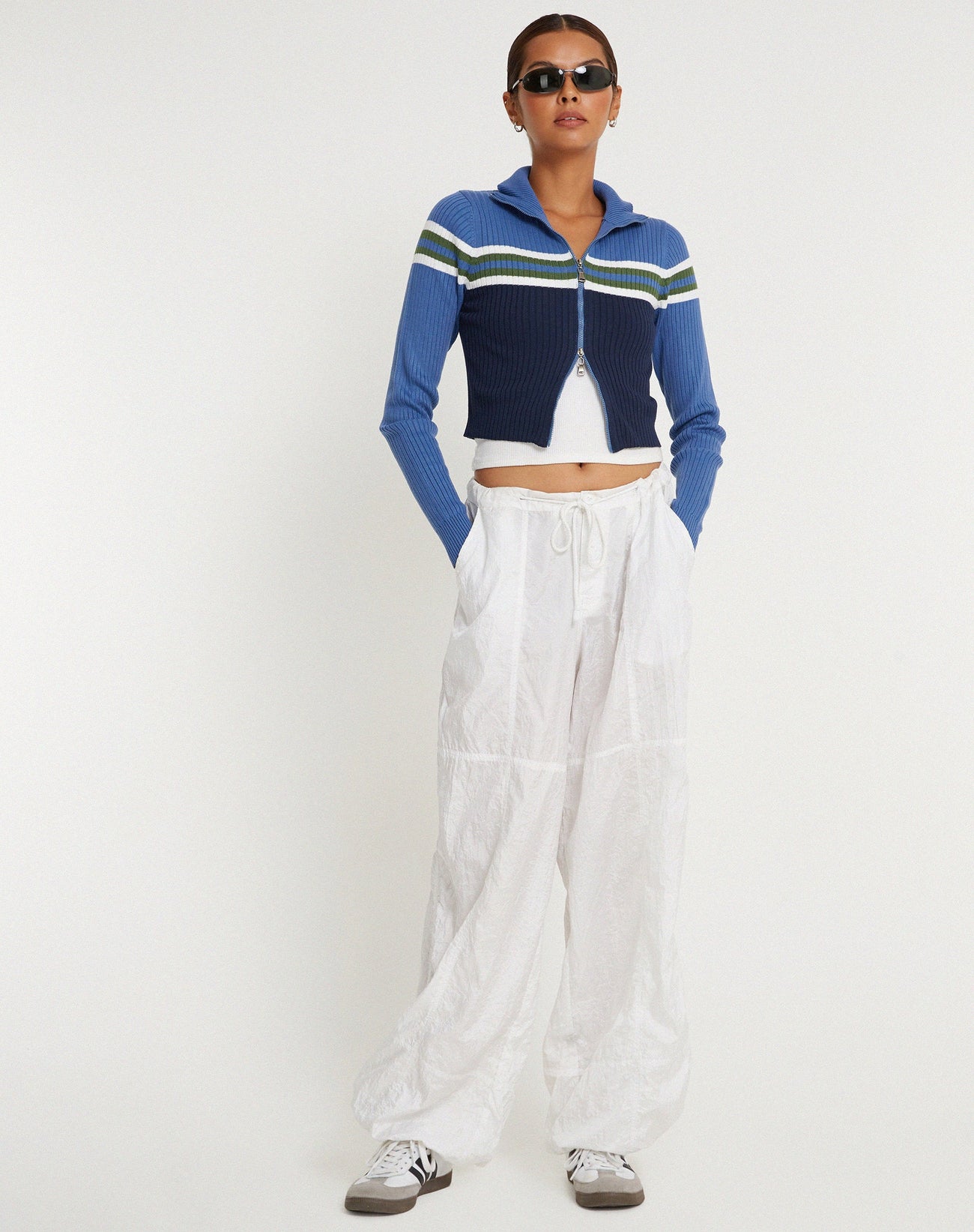 Blue Zip Up Cropped Jumper | Tuzifa – motelrocks-com-us