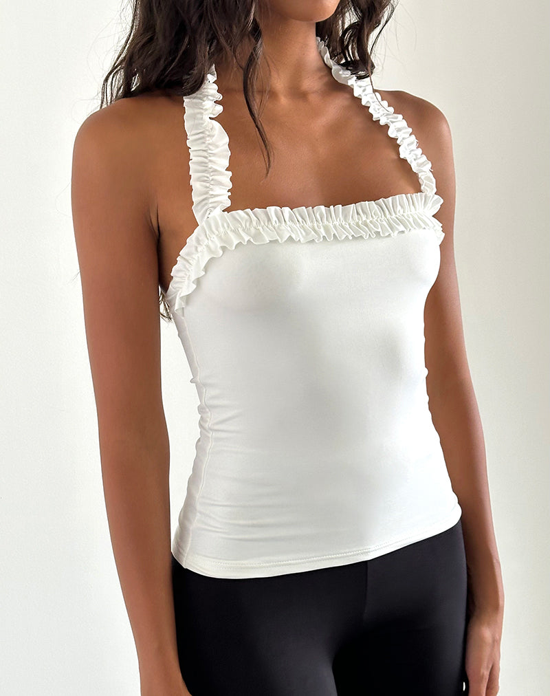 Slinky White Ruched Halterneck Top | Veda – motelrocks-com-us