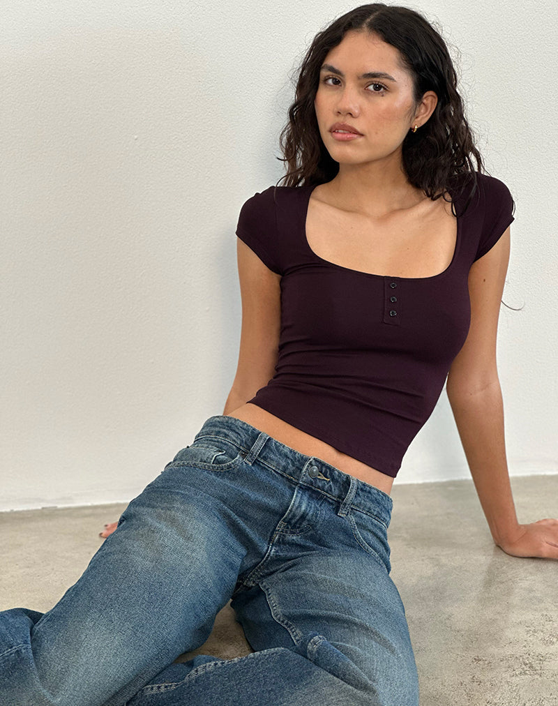 Oxblood Red Short Sleeve Top | Vibian – motelrocks-com-us