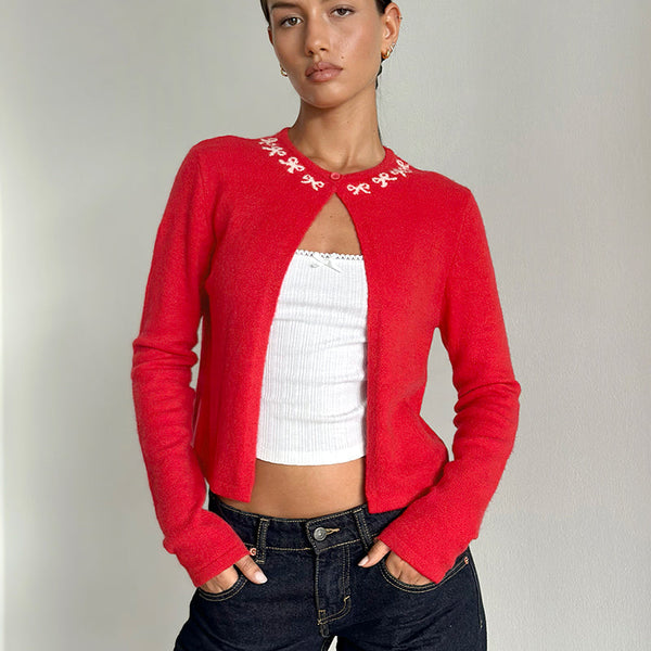 Red Cardigan with Pink Bows | Wunara – motelrocks-com-us