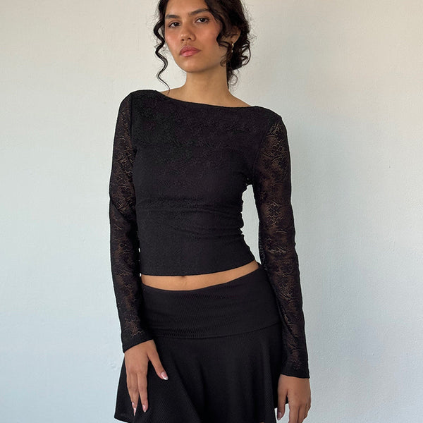 Black Lace Backless Top | Xiabon – motelrocks-com-us
