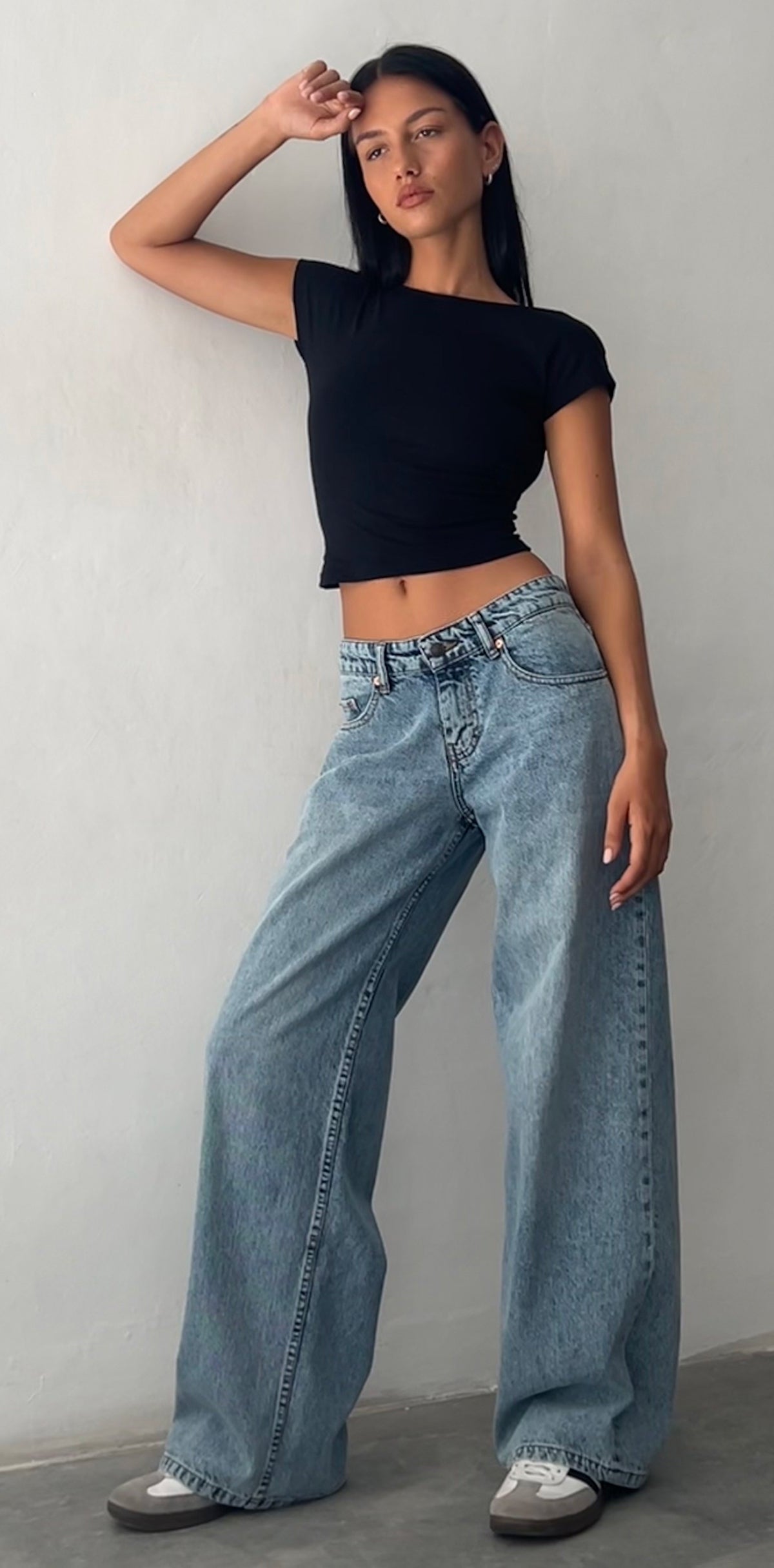 Blue Wash Extra Wide Low Rise Jeans | Roomy – motelrocks-com-us