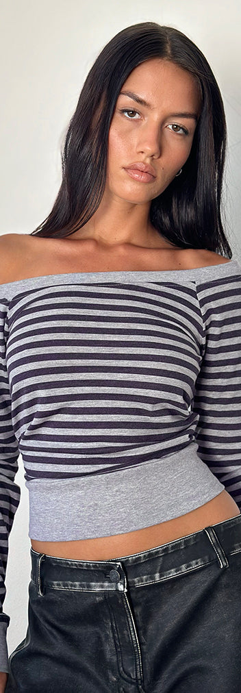 Grey and Black Striped Top | Yacin – motelrocks-com-us