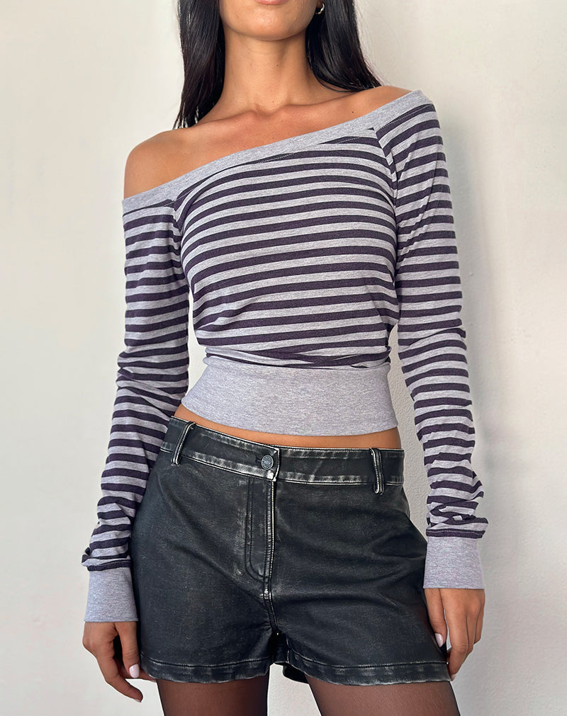 Grey and Black Striped Top | Yacin – motelrocks-com-us