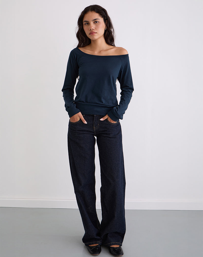 Navy Slouchy Top | Yacin – motelrocks-com-us