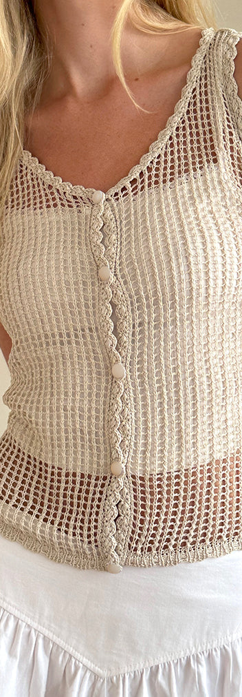 Oat Open Weave Knit Vest | Yamile – motelrocks-com-us