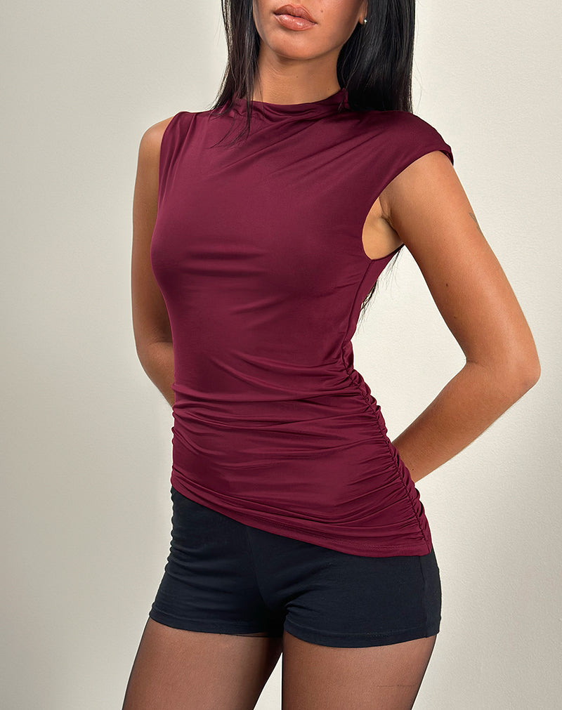 Red Wine Slinky Asymmetrical Tank Top | Yeseo – motelrocks-com-us