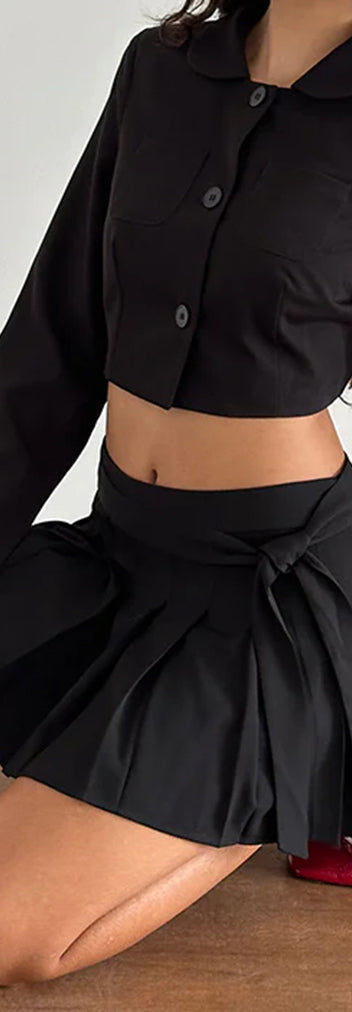 Black Pleated Mini Skirt | Zekira – motelrocks-com-us