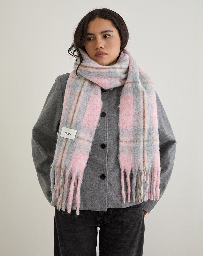 Pink Check Wool Brushed Knit | Scarf – motelrocks-com-us