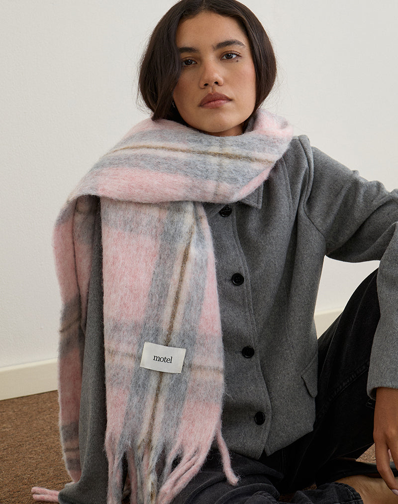 Pink Check Wool Brushed Knit | Scarf – motelrocks-com-us