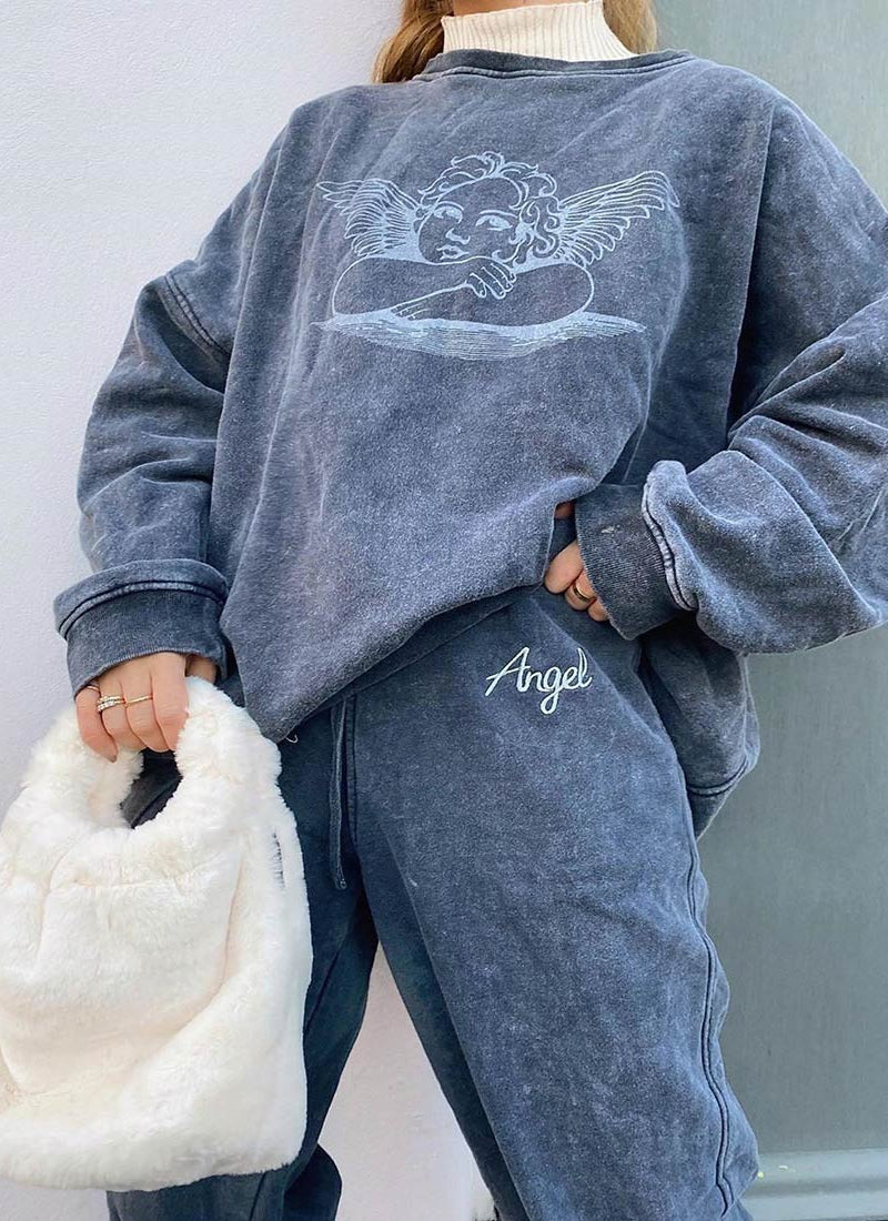 Stone Wash Grey Sweatshirt | Glo – motelrocks-com-us