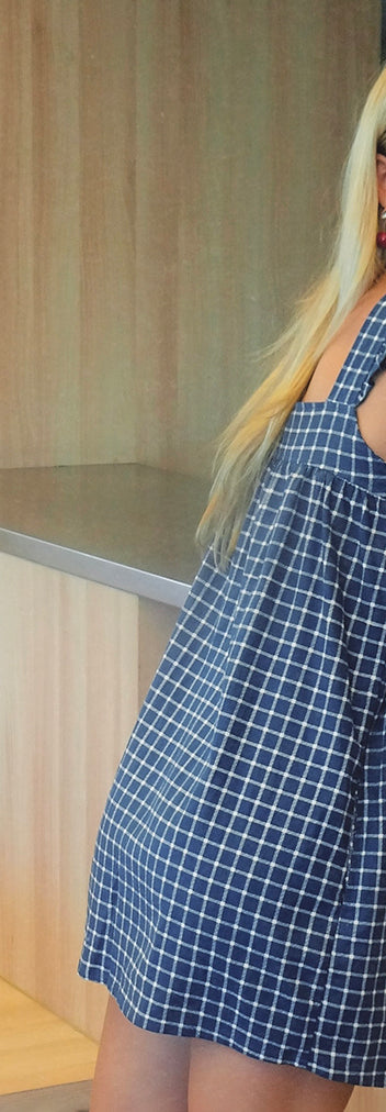 Navy Tartan Rami Mini Dress | Sanaly – motelrocks-com-us