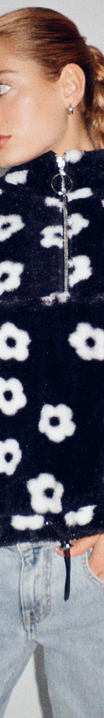 Black and White Daisy Print Jacket | Nero – motelrocks-com-us