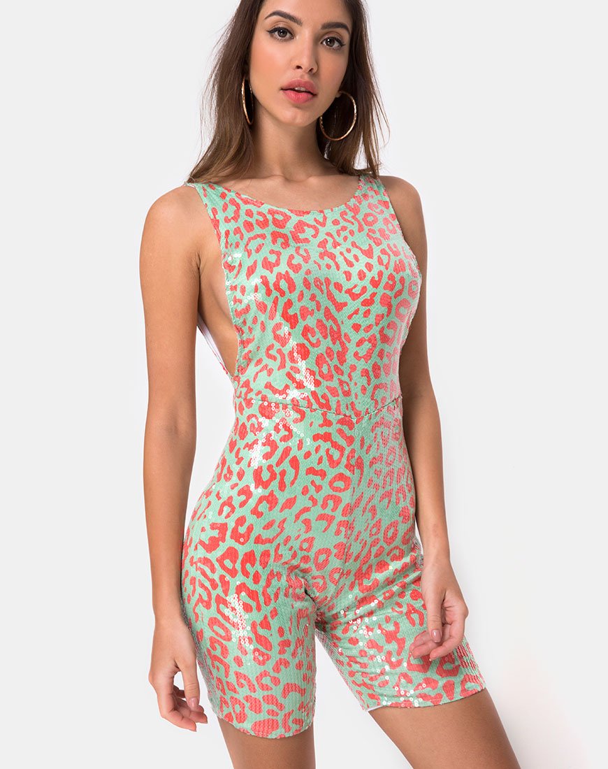 Acro Unitard in Fluro Leopard Clear Sequin – motelrocks-com-us