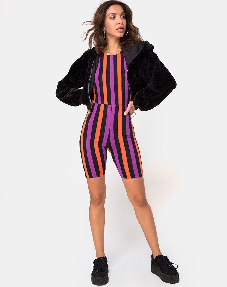 Acro Unitard in Stripe Purple and Orange – motelrocks-com-us