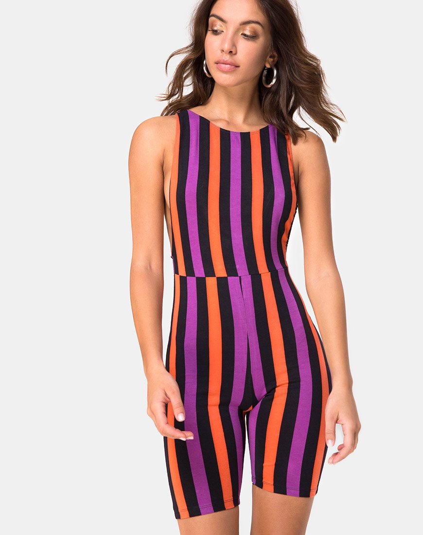 Acro Unitard in Stripe Purple and Orange – motelrocks-com-us