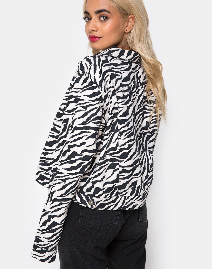 Black and White Zip Up Zebra Print Jacket | Agatha – motelrocks-com-us