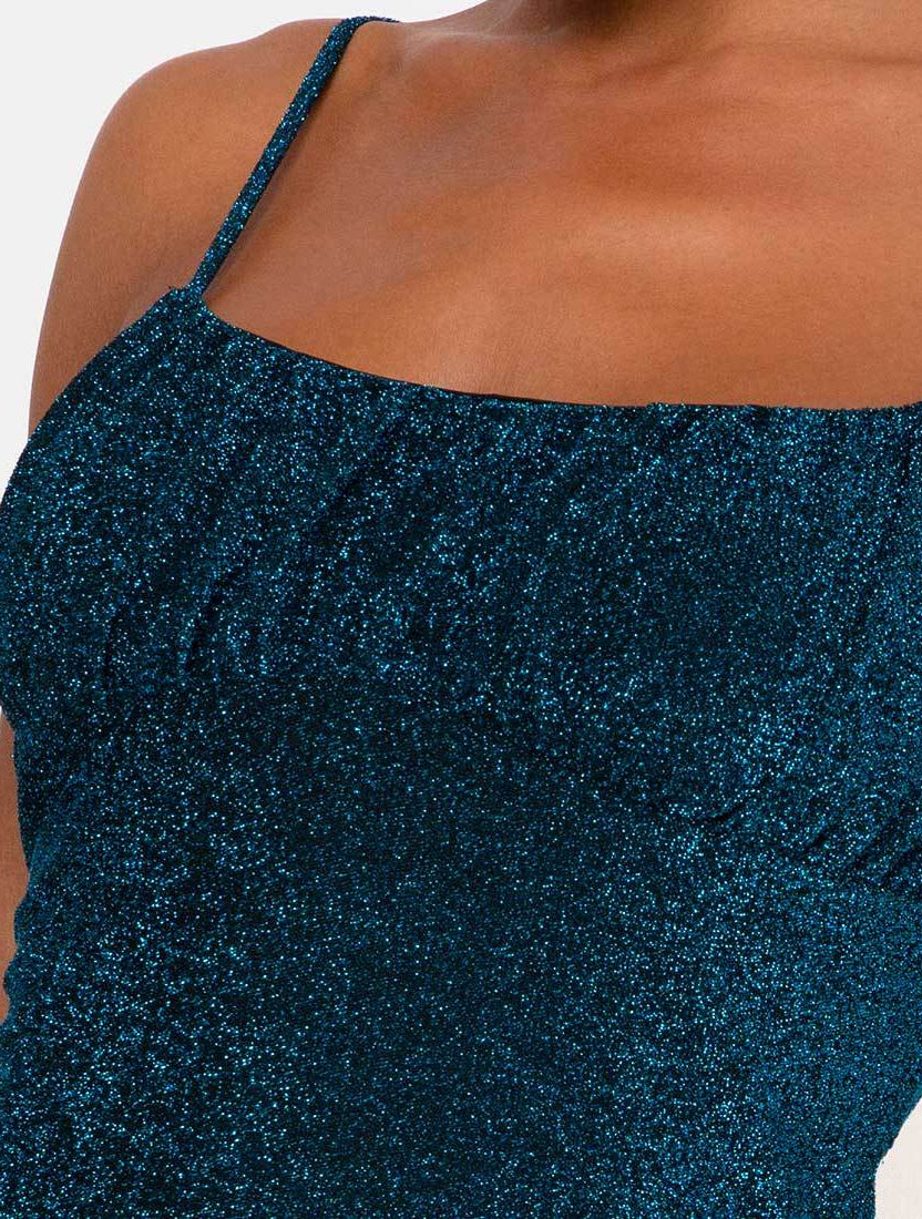 Strappy Blue Sapphire Glitter Mini Dress | Alene – motelrocks-com-us