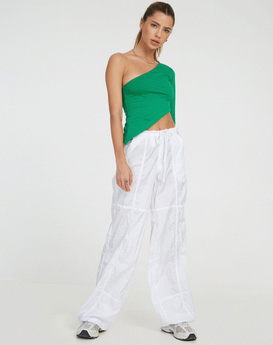 Green Asymmetric Long Sleeve Crop Top | Baylee – motelrocks-com-us