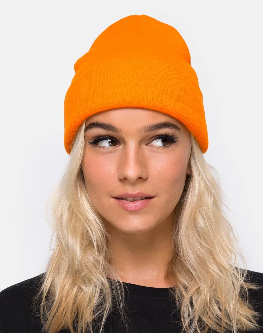 Beanie Hat in Sour Orange – motelrocks-com-us
