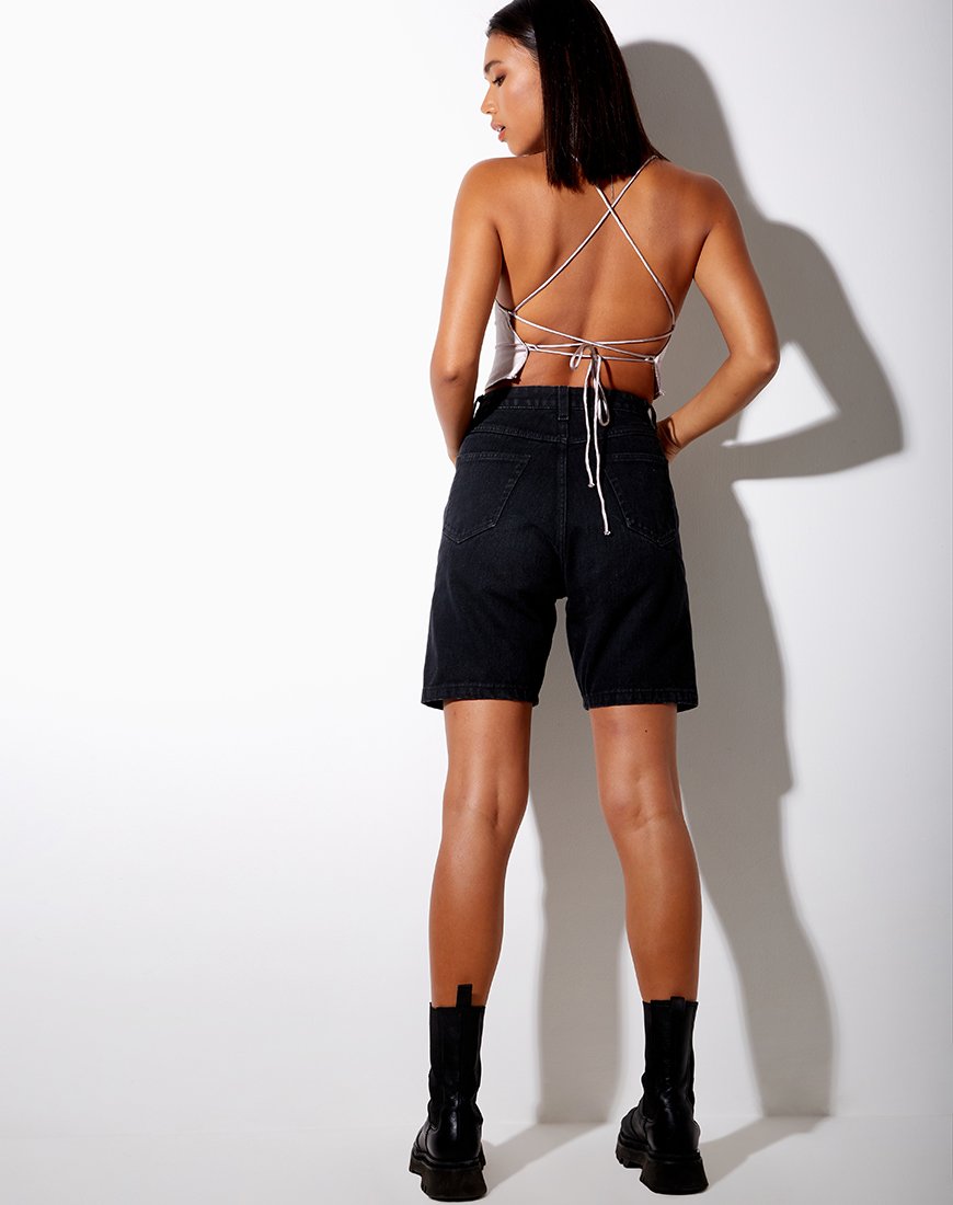 Satin Silver Grey Crop Top | Belisa – motelrocks-com-us